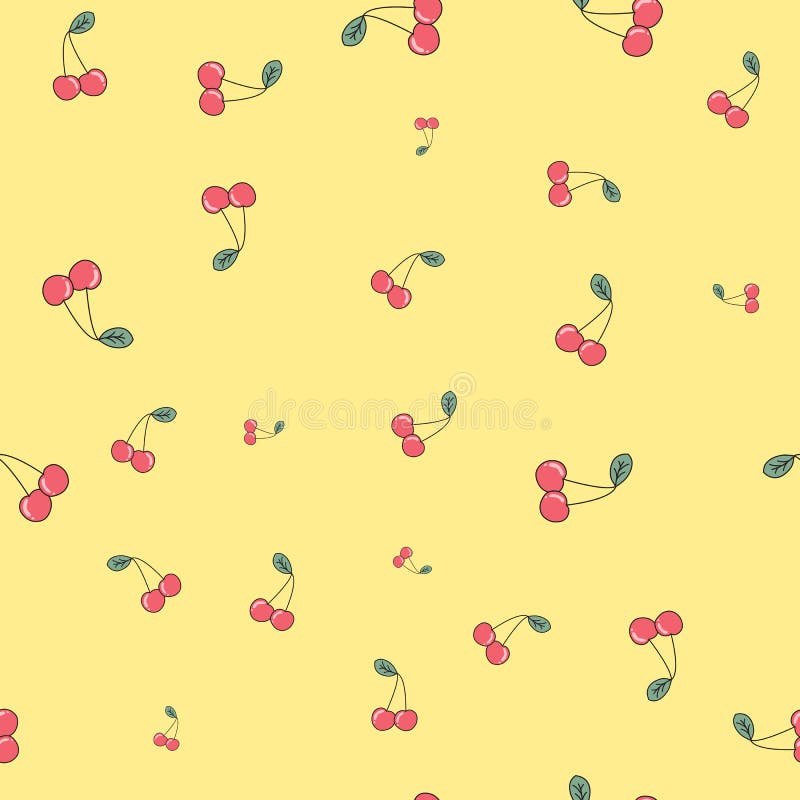 Cherry Cute Seamless Pattern Background for Kids Textile. Vector ...