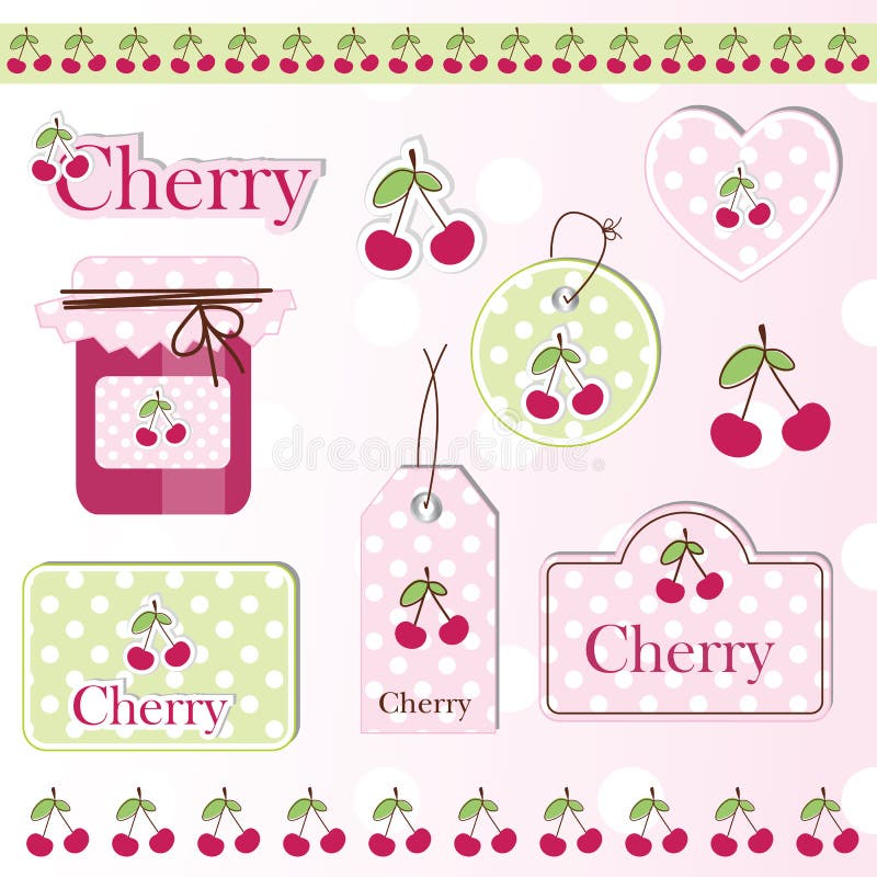 Cherry design elements stock illustration. Illustration of decoration ...