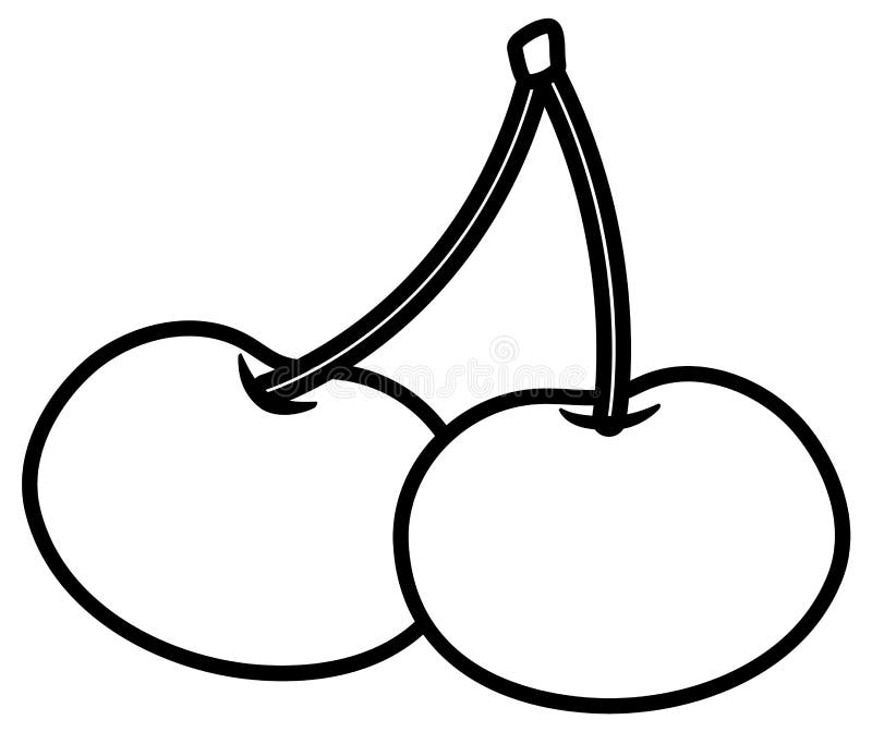 Cherry Doodle Outline for Colouring Stock Vector - Illustration of ...