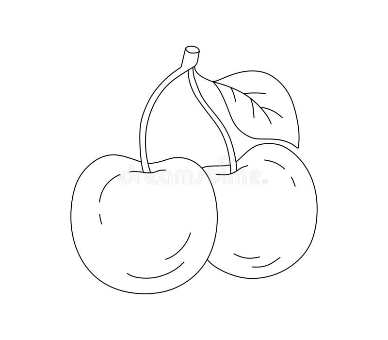 Single Cherry Coloring Page