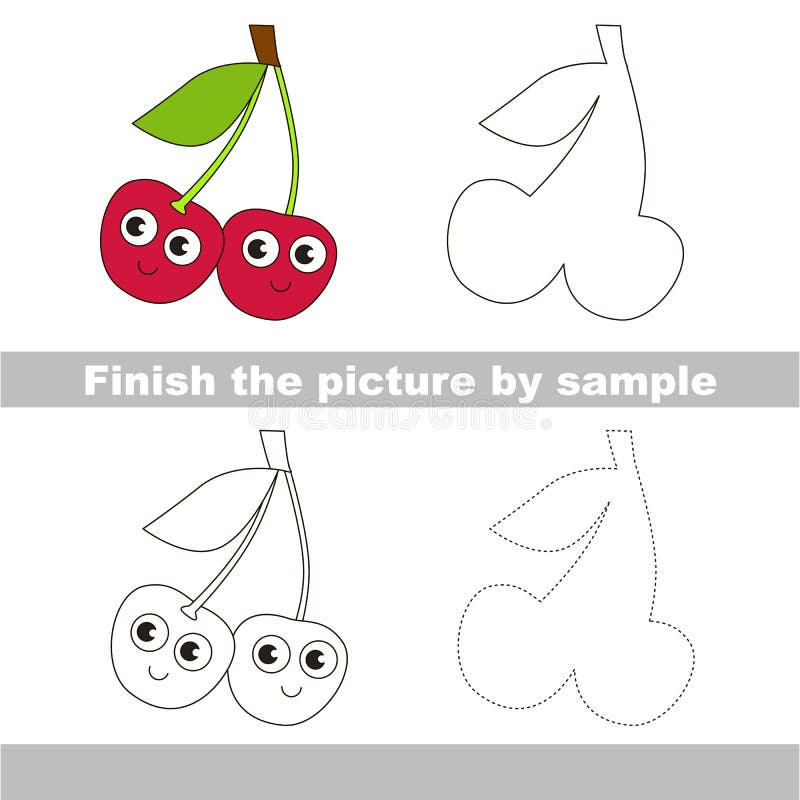 The Cherry. Drawing Worksheet. Stock Vector - Illustration of ...