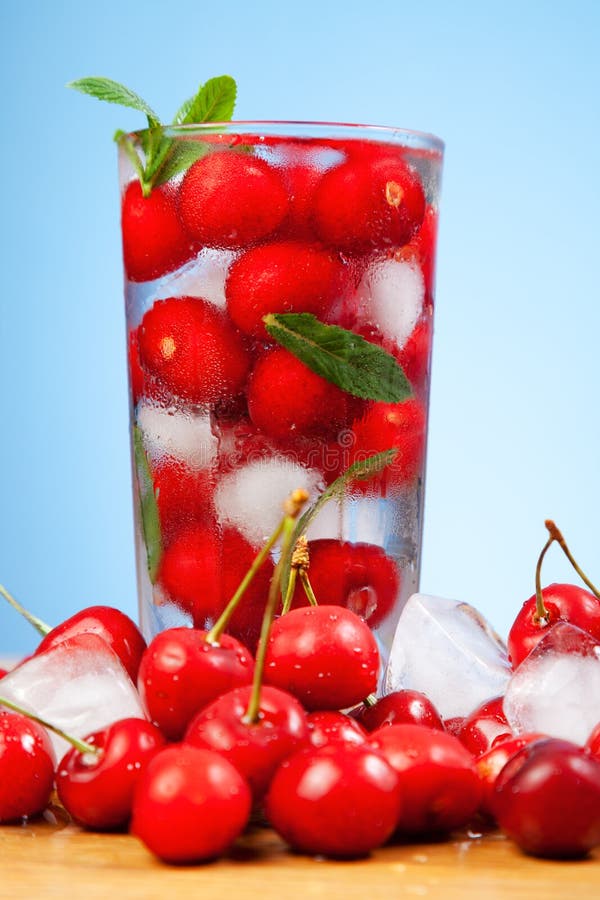 Cherry drink with ice stock photo. Image of mohito, garnish - 25521998