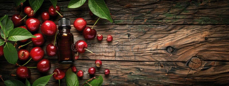 Cherry Essential Oil in a Bottle. Selective Focus Stock Image - Image ...