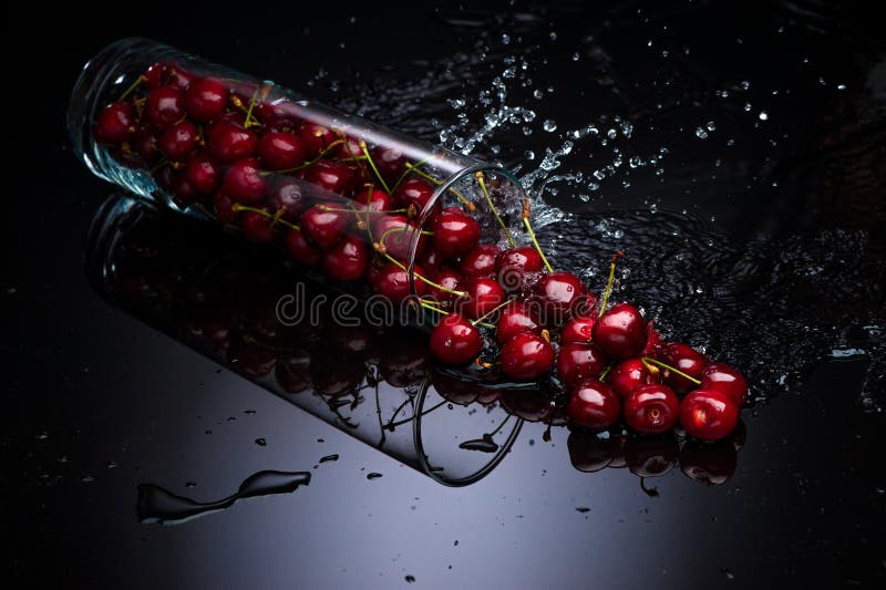 Cherry falling from basket stock photo. Image of spring - 42960652