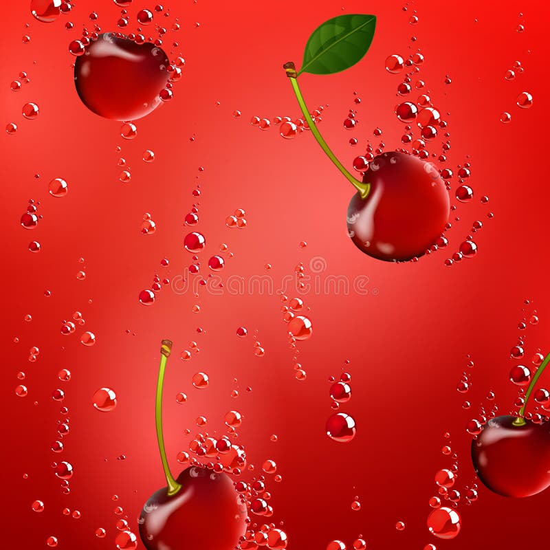 Cherry Falling in Liquid stock illustration. Illustration of food ...
