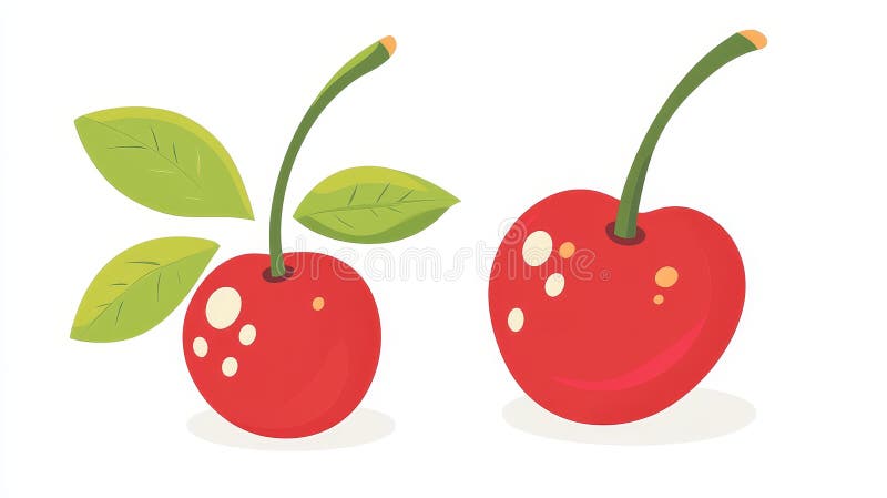 A Cherry Flat Cartoon Modern Illustration Features Two Isolated ...