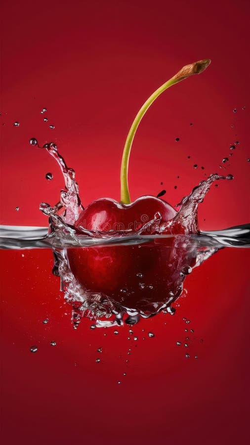 A Cherry is Floating in a Pool of Water Stock Illustration ...
