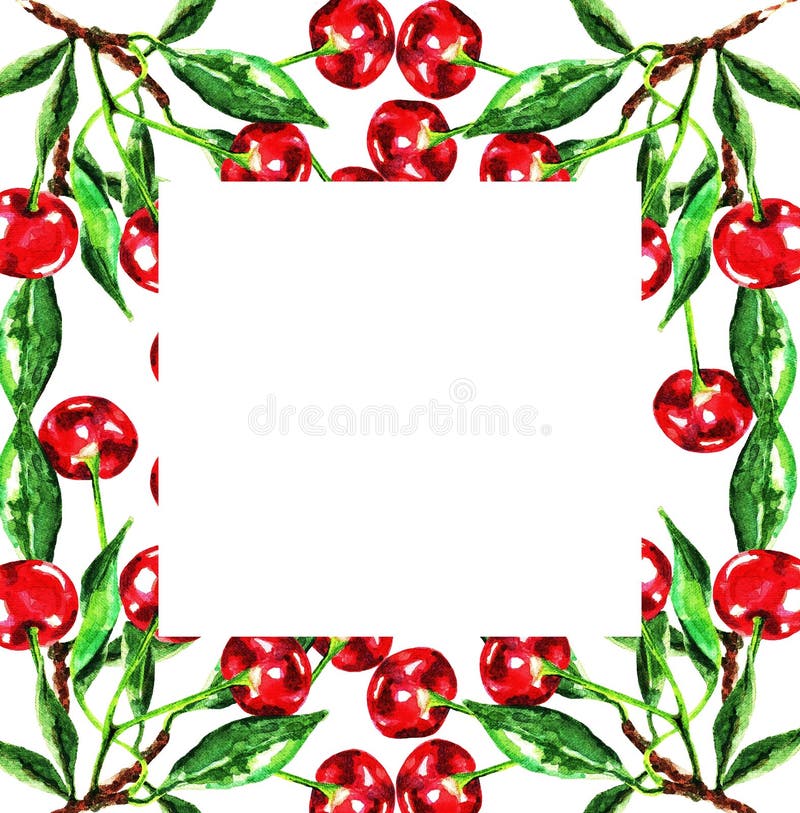 Vintage Frame Ripe Cherry Color Stock Vector - Illustration of drink ...