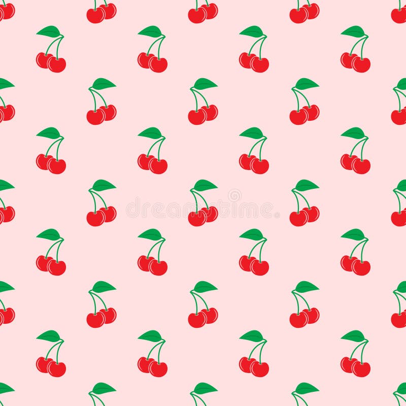 Cherry Fresh Fruit Seamless Pattern, Vector Design. Stock Vector - Illustration of cherries ...