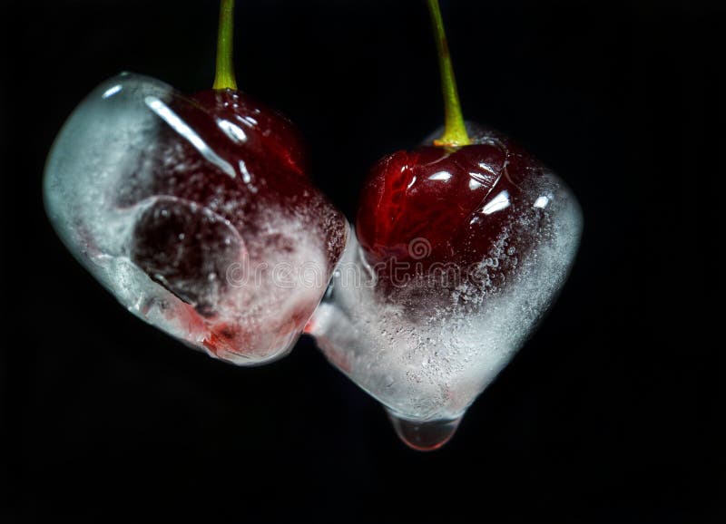 The Cherry is Frozen in Ice Stock Photo - Image of cold, closeup: 223513972