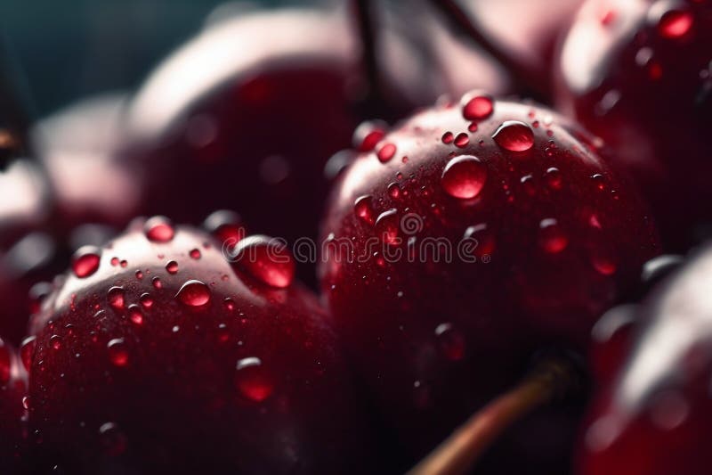 Cherry Fruit Closeup. Generative AI Stock Illustration - Illustration ...