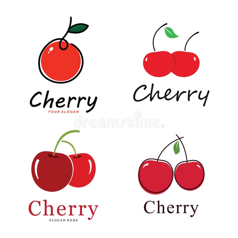 Cherry Fruit Logo Template. Vector Illustration Cherries Symbol Stock ...