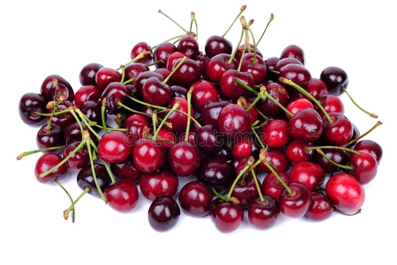 Cherry Fruits Isolated on White Stock Image - Image of natural ...