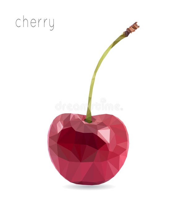 Cherry, Geometric Polygonal Fruit, Triangles, Vector Stock Vector ...