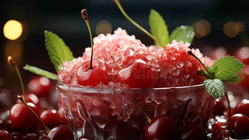 Cherry Granita in Glasses on Red Stock Illustration - Illustration of slush, food: 302250384