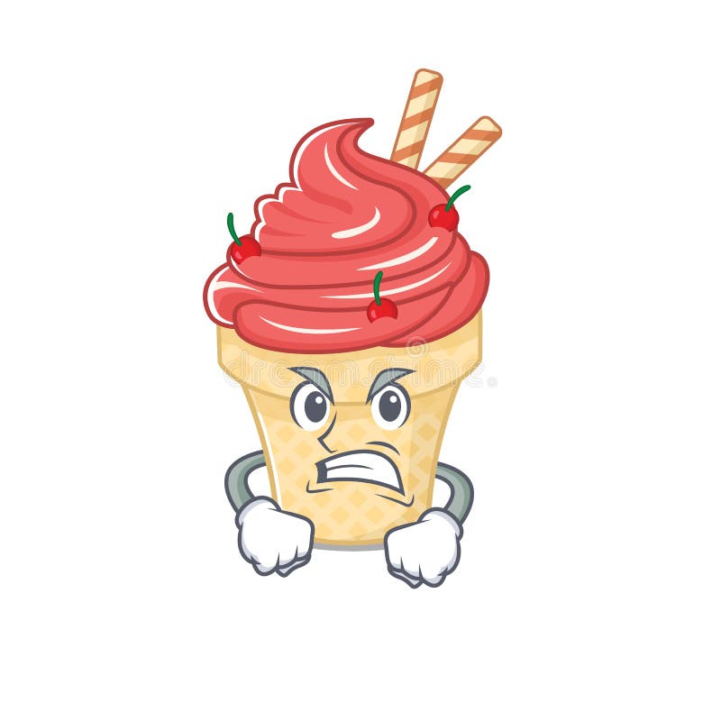 Angry Ice Cream Shaped with Stick Cartoon Stock Vector - Illustration ...
