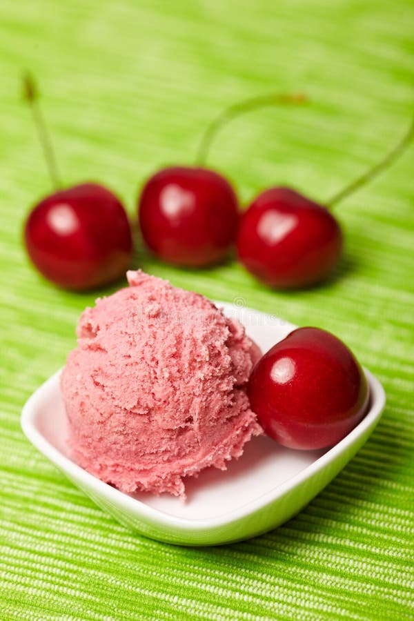 Cherry Ice Cream with Cherries Stock Photo - Image of copy, cream: 27412912