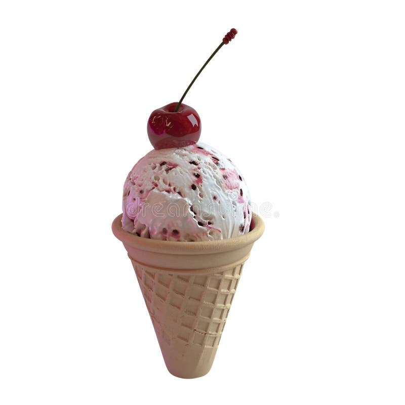 Cherry Ice Cream Cone stock image. Illustration of tasty - 347956289