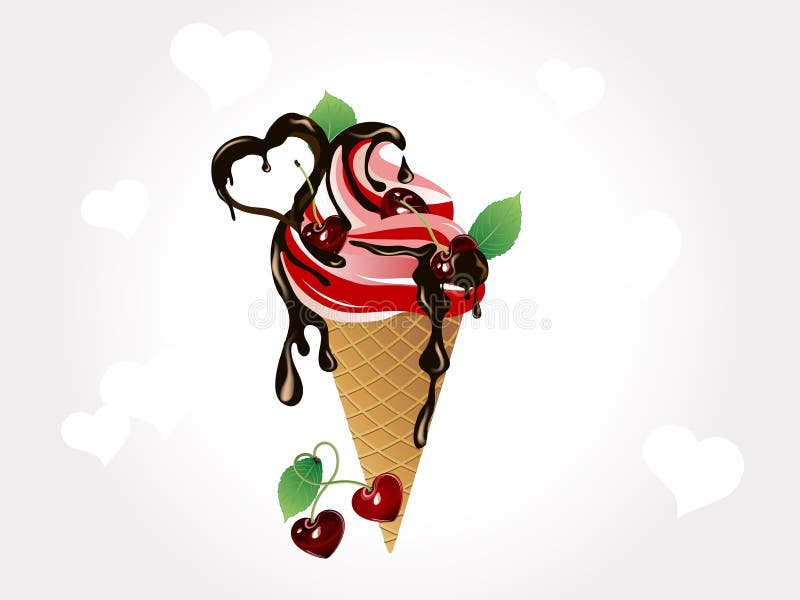 Cherry ice cream stock vector. Illustration of cream - 40749415