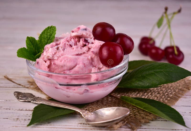 Cherry Ice Cream. Sweet and Sour Cherry Ice Cream. Stock Image - Image ...