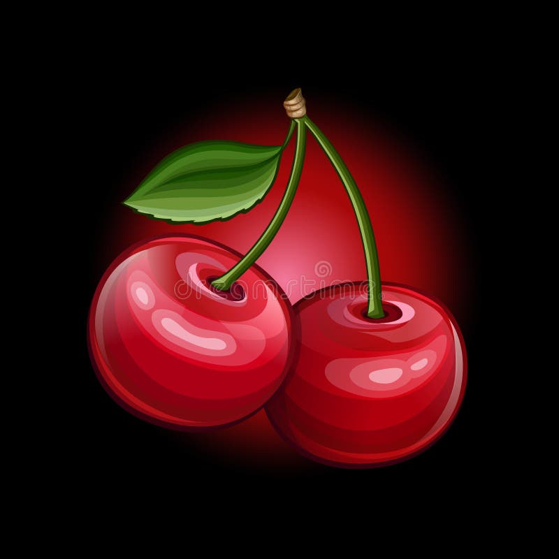 Cherry Icon on Black Background Stock Vector - Illustration of symbol ...