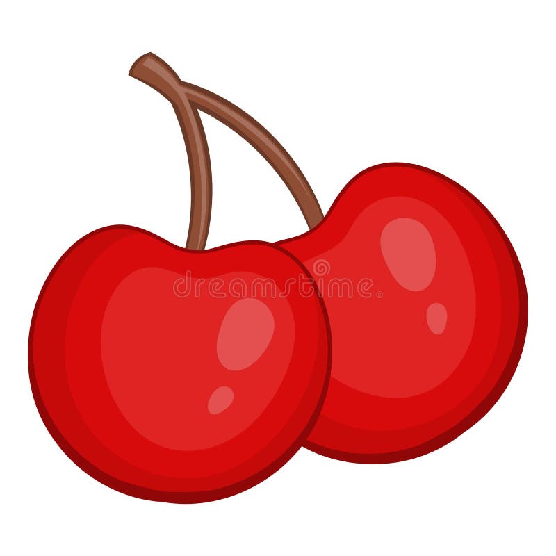 Cherry icon, cartoon style stock vector. Illustration of juicy - 80091457