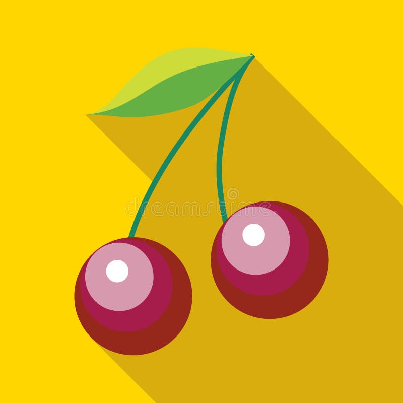 Cherry icon, flat style stock vector. Illustration of healthy - 81677562