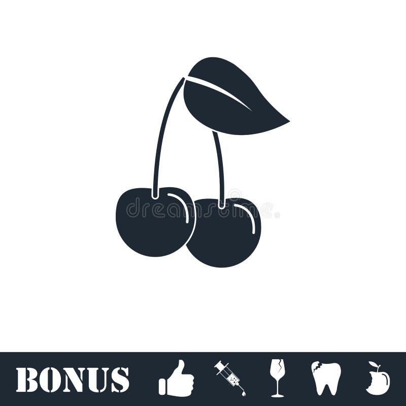 Cherry icon flat stock vector. Illustration of casino - 151765137