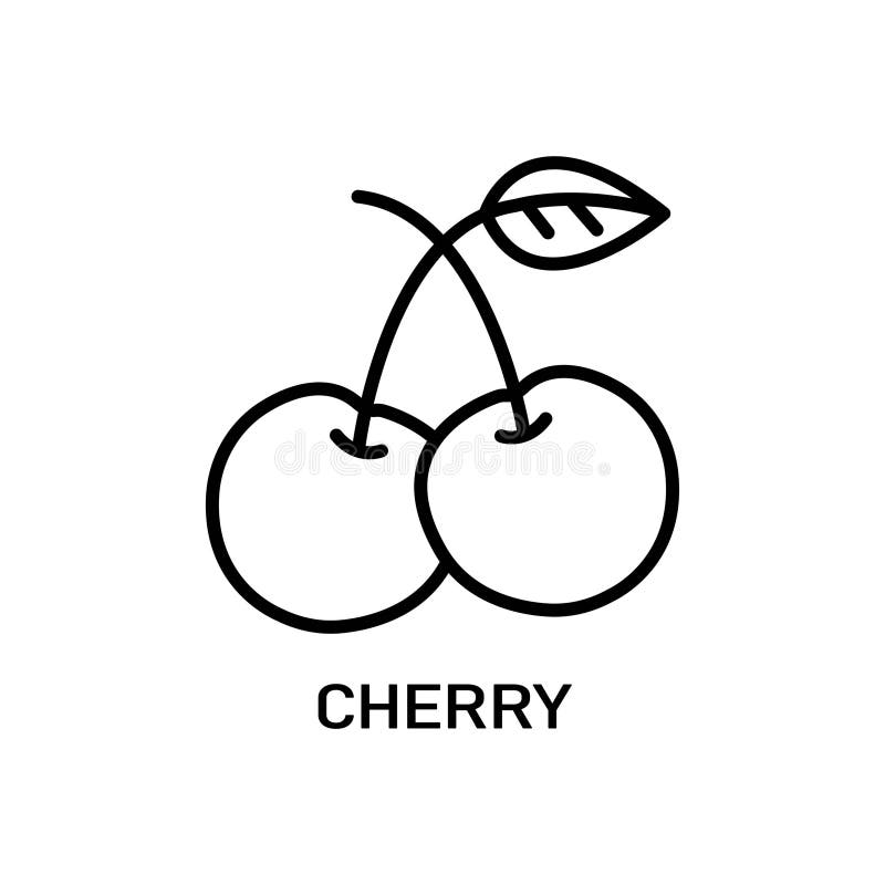 Cherry Simple Icon Vector. Cherry Berries Lined Vector Illustration ...