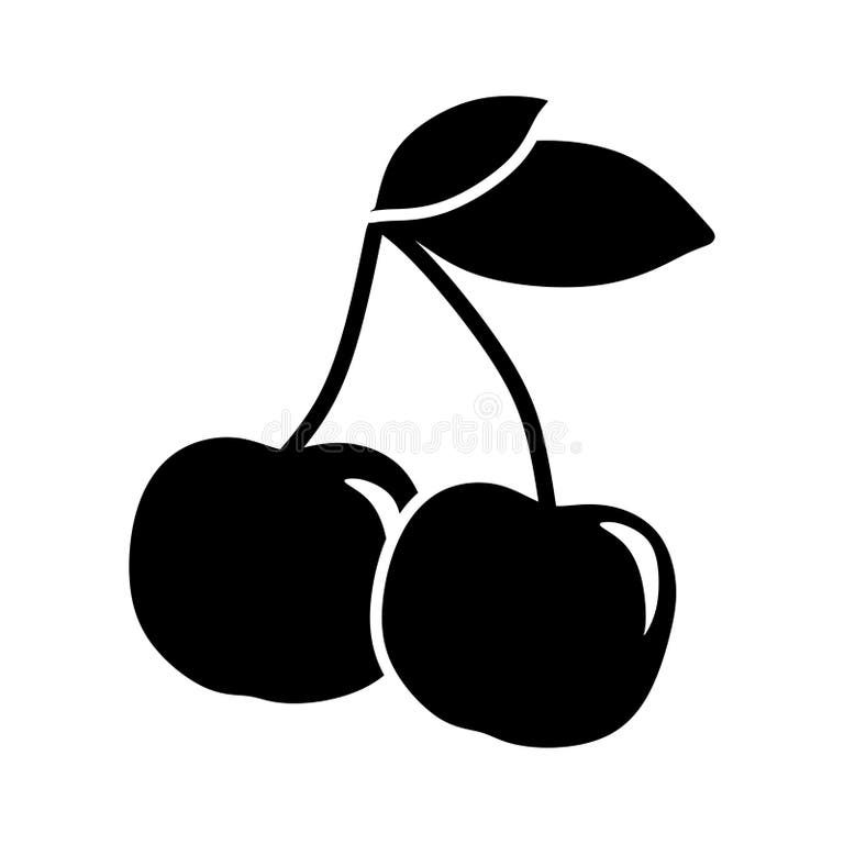 Cherry Icon. Simple Outline Drawing, Vector Icon in Flat Style Image of ...