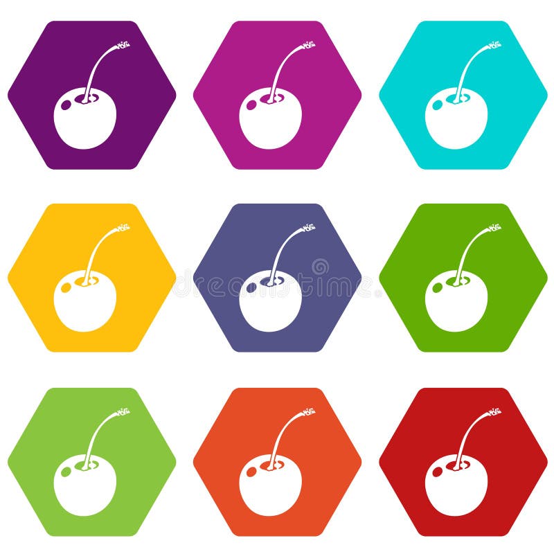 Cherry icons set 9 vector stock vector. Illustration of isolated ...