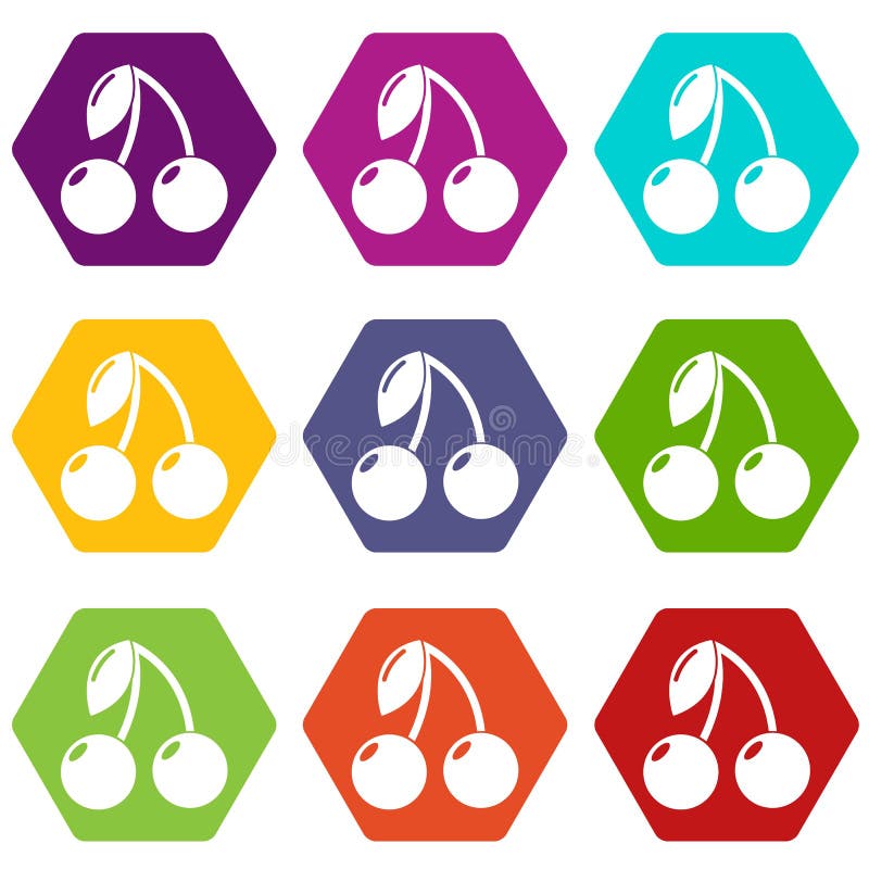 Cherry icons set 9 vector stock vector. Illustration of cherryicon ...