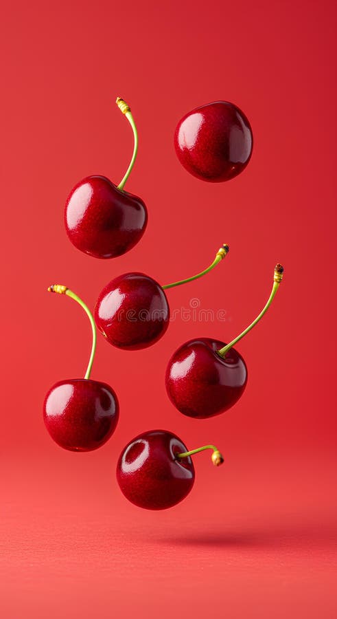 Cherry Isolated. Cherries Isolated. Fresh Cherries Falling Down ...