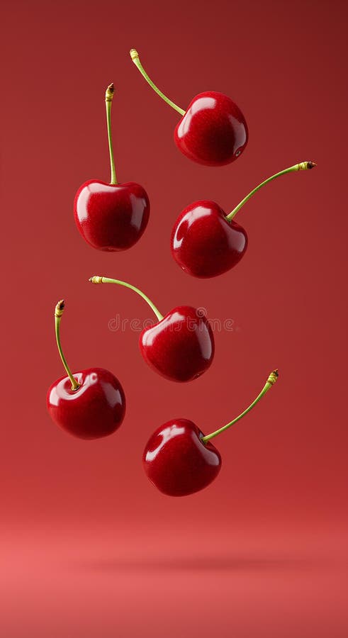 Cherry Isolated. Cherries Isolated. Fresh Cherries Falling Down ...