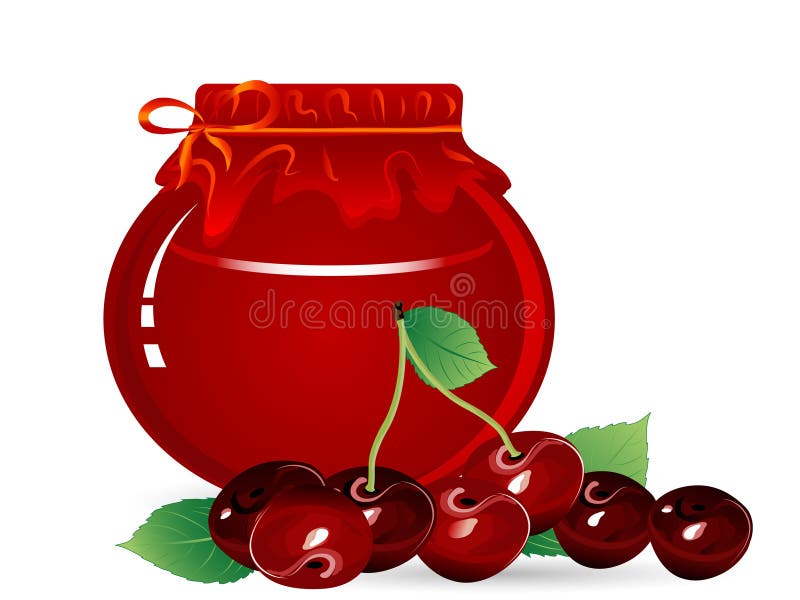Cherry jam stock vector. Illustration of healthy, leaf - 20935709