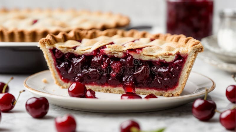 Cherry Jam Pie Close-up on a White. Isolated Stock Illustration ...