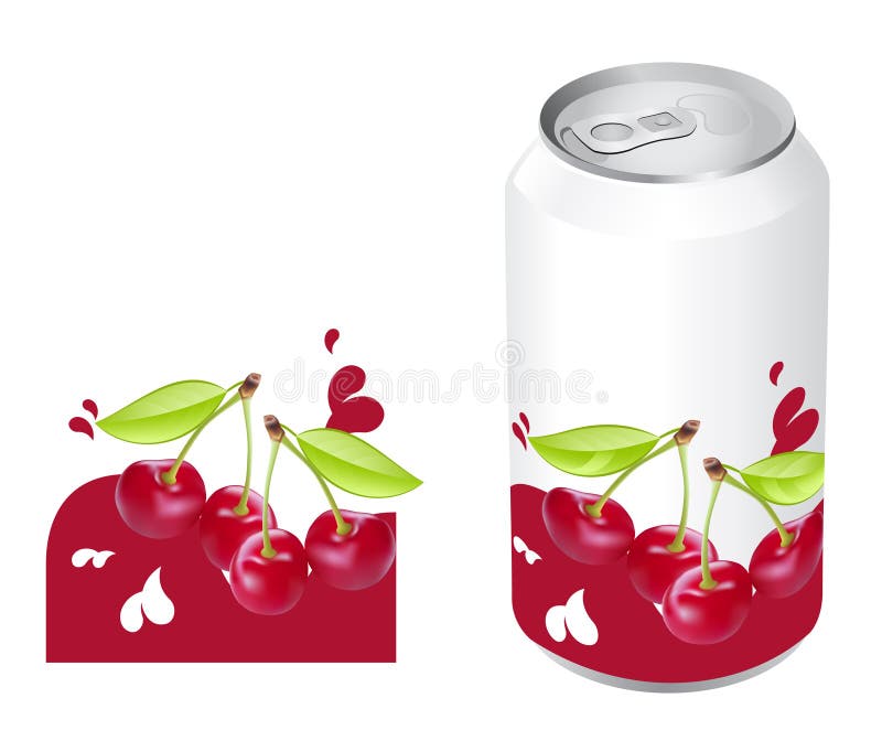 Cherry juice can stock vector. Illustration of cola, drink - 14067724