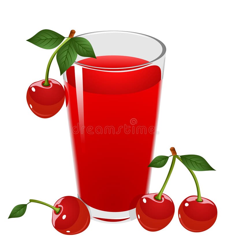 Cherry Juice and Cherries. Vector Illustration. Stock Vector ...