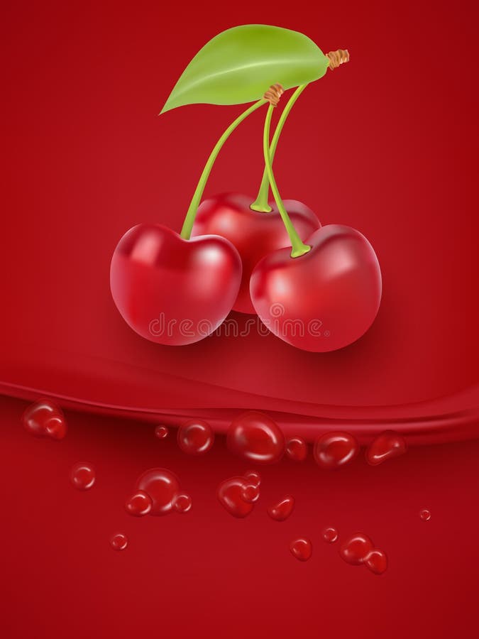 Cherry Juice Close Up. Fresh Cherry Juice. 3d Vector Illustration ...