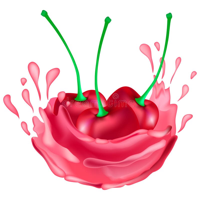 Cherry Juice. Fresh Fruit 3d Vector Illustration. Stock Vector ...