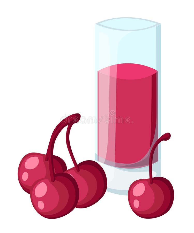 Cherry Juice. a Glass of Cherry Juice and Ice and Cherries Stock ...