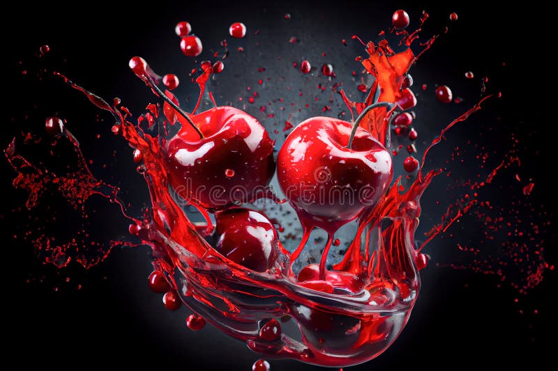 CHERRY in JUICE SPLASH. 3d Illustration Stock Illustration ...