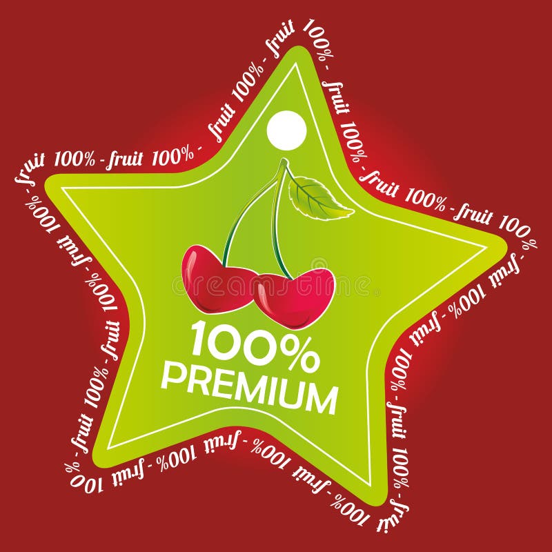 Cherry Label Vector Disign Isolated on White Background. Round Label ...