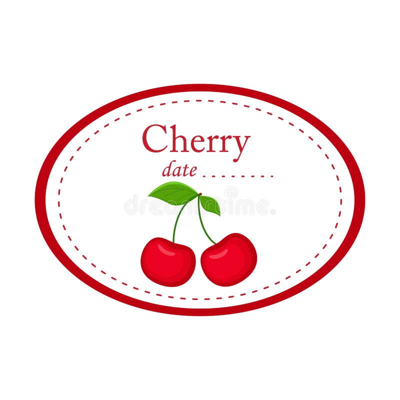 Cherry Label Vector Disign Isolated on White Background. Round Label ...