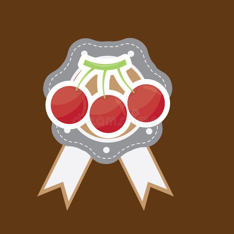 Cherry Label Vector Disign Isolated On White Background. Round Label ...