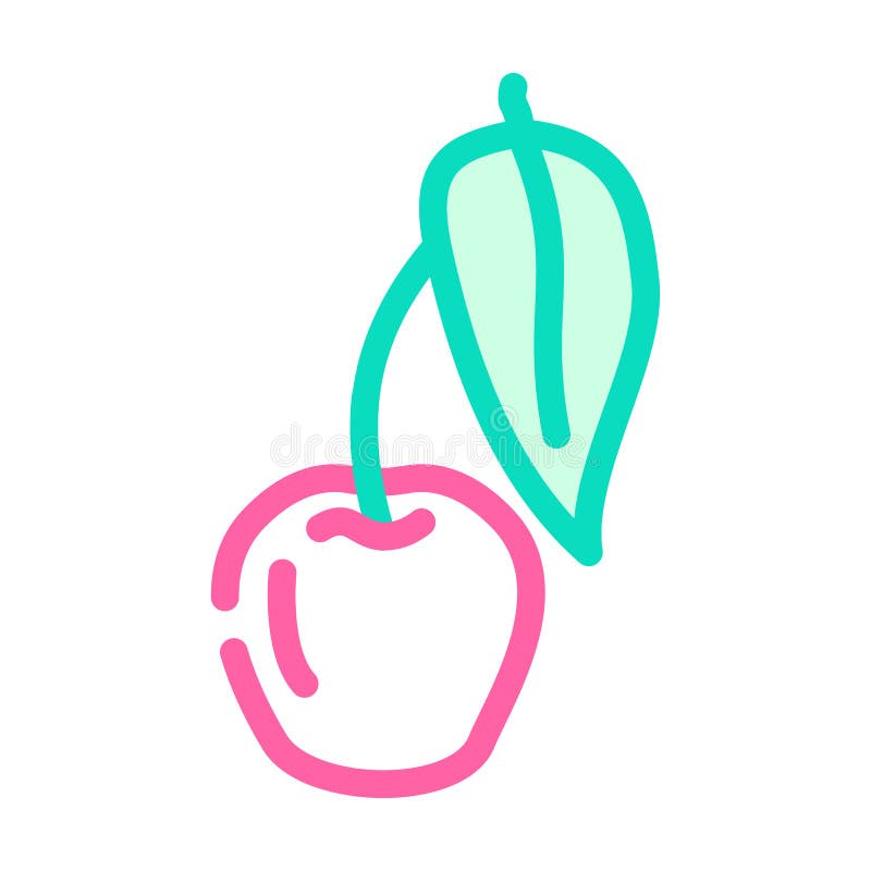 Cherry Leaf Color Icon Vector Illustration Stock Vector - Illustration ...