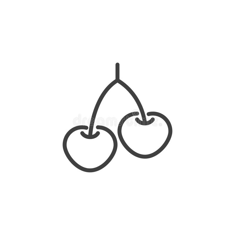 Cherry Line Icon, Outline Vector Sign, Linear Pictogram Isolated on ...