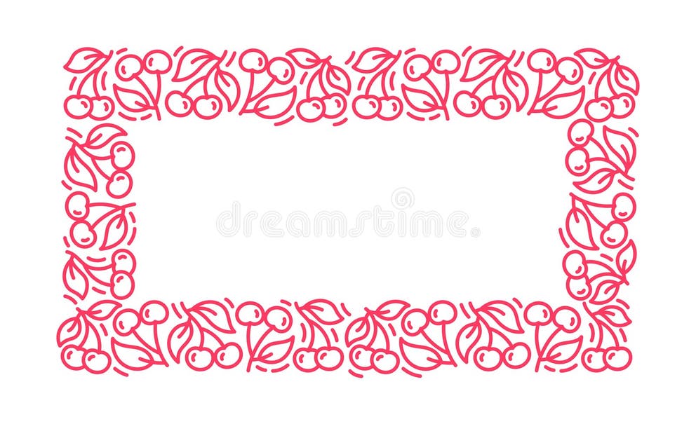 Cherry Line Pattern Rectangular Frame Ornament. Flourish Background ...