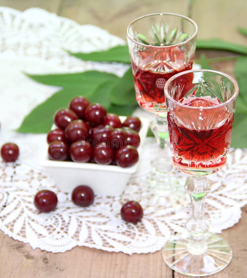 Cherry liqueur stock photo. Image of fresh, glass, cherry - 42410130