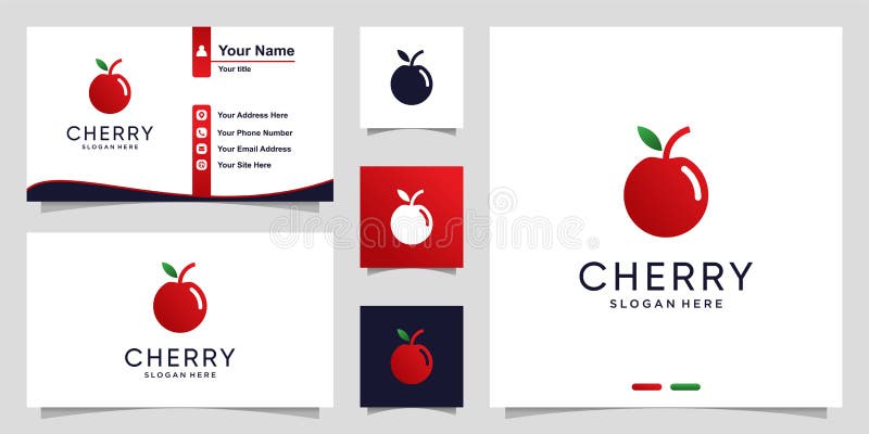 Cherry Logo with Modern Gradient Concept and Business Card Design ...